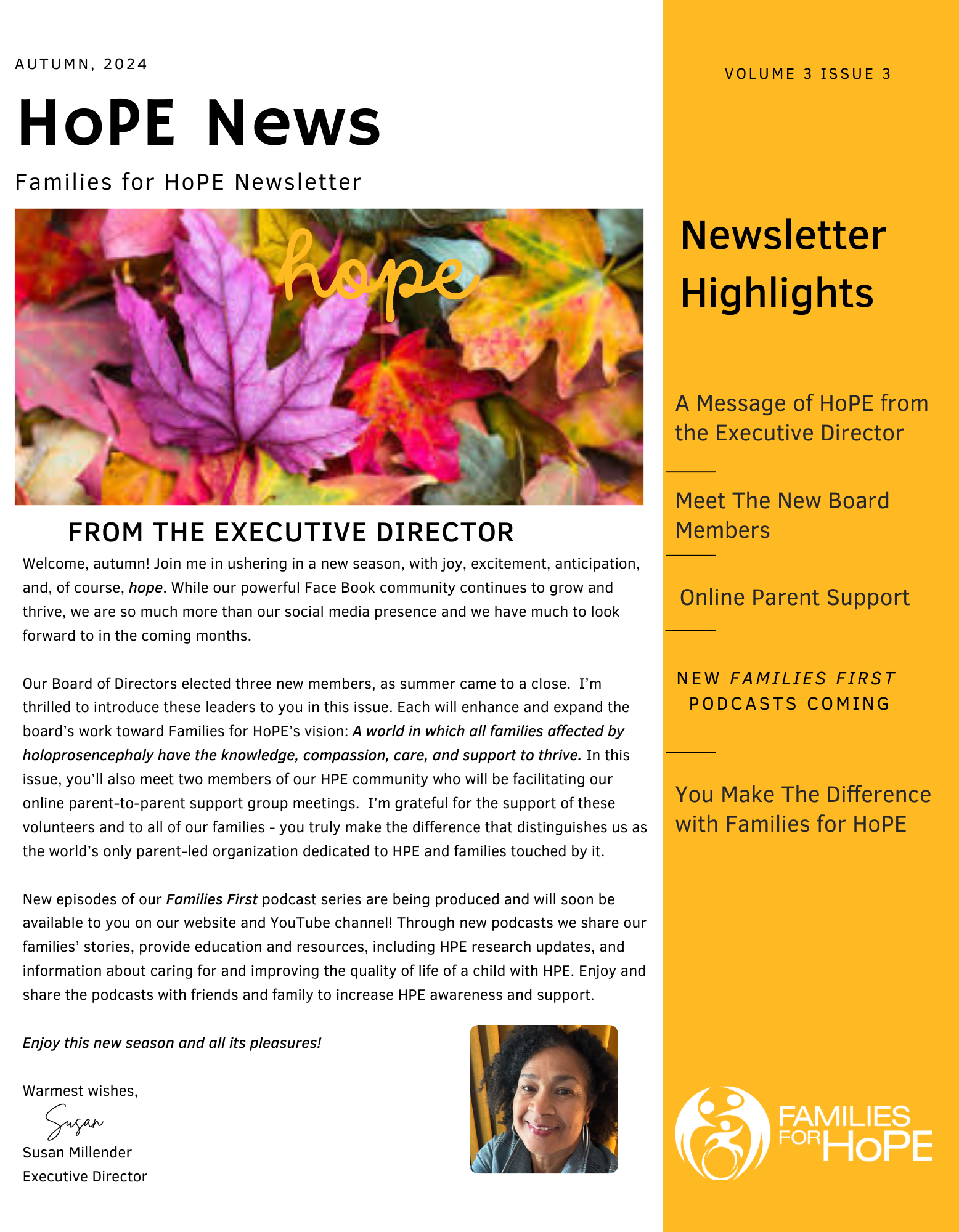 Fall 2024 Newsletter - Families for HoPE, Inc.